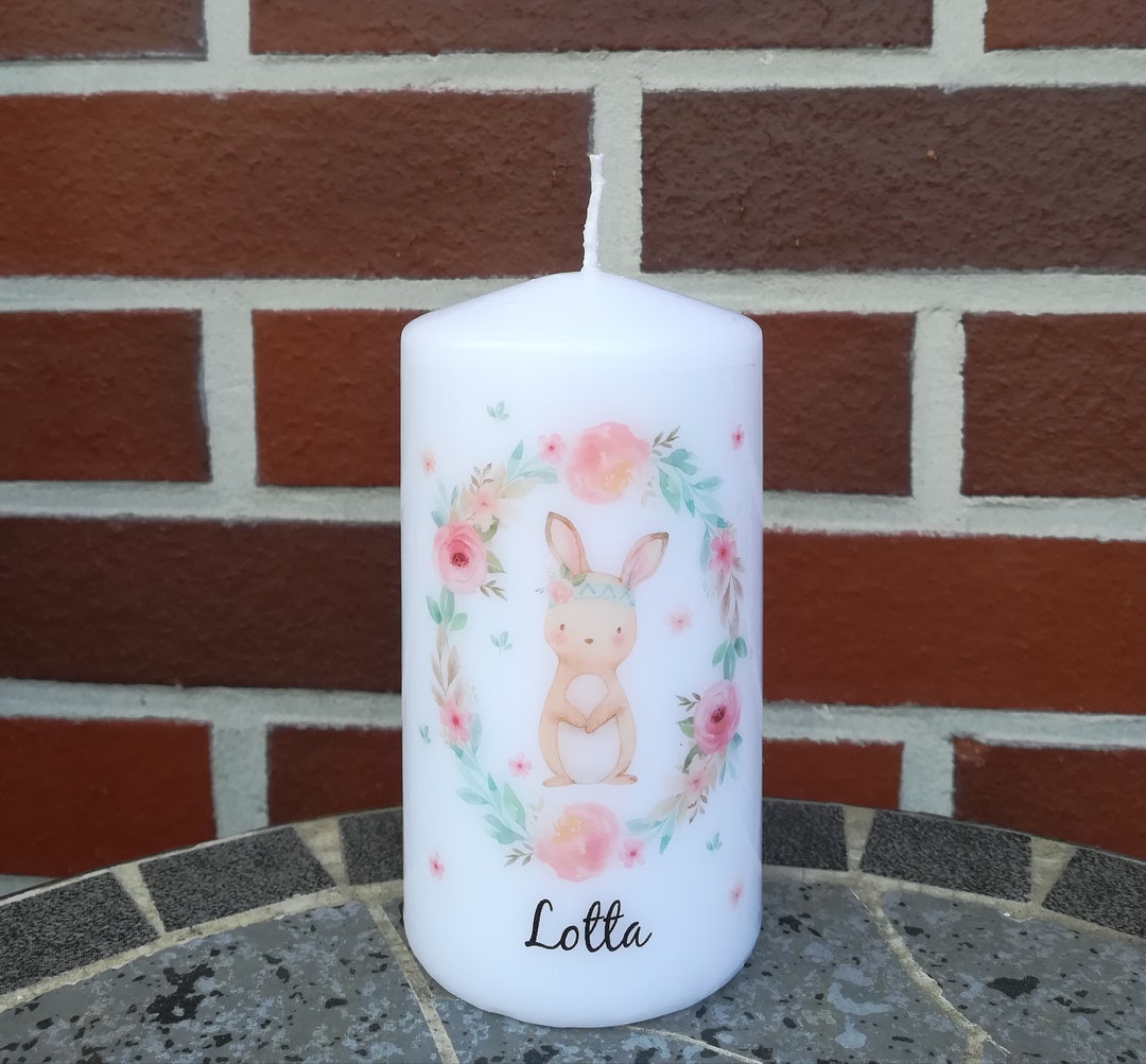 Bougie danniversaire / bougie de naissance personnalisée Boho rabbit ...