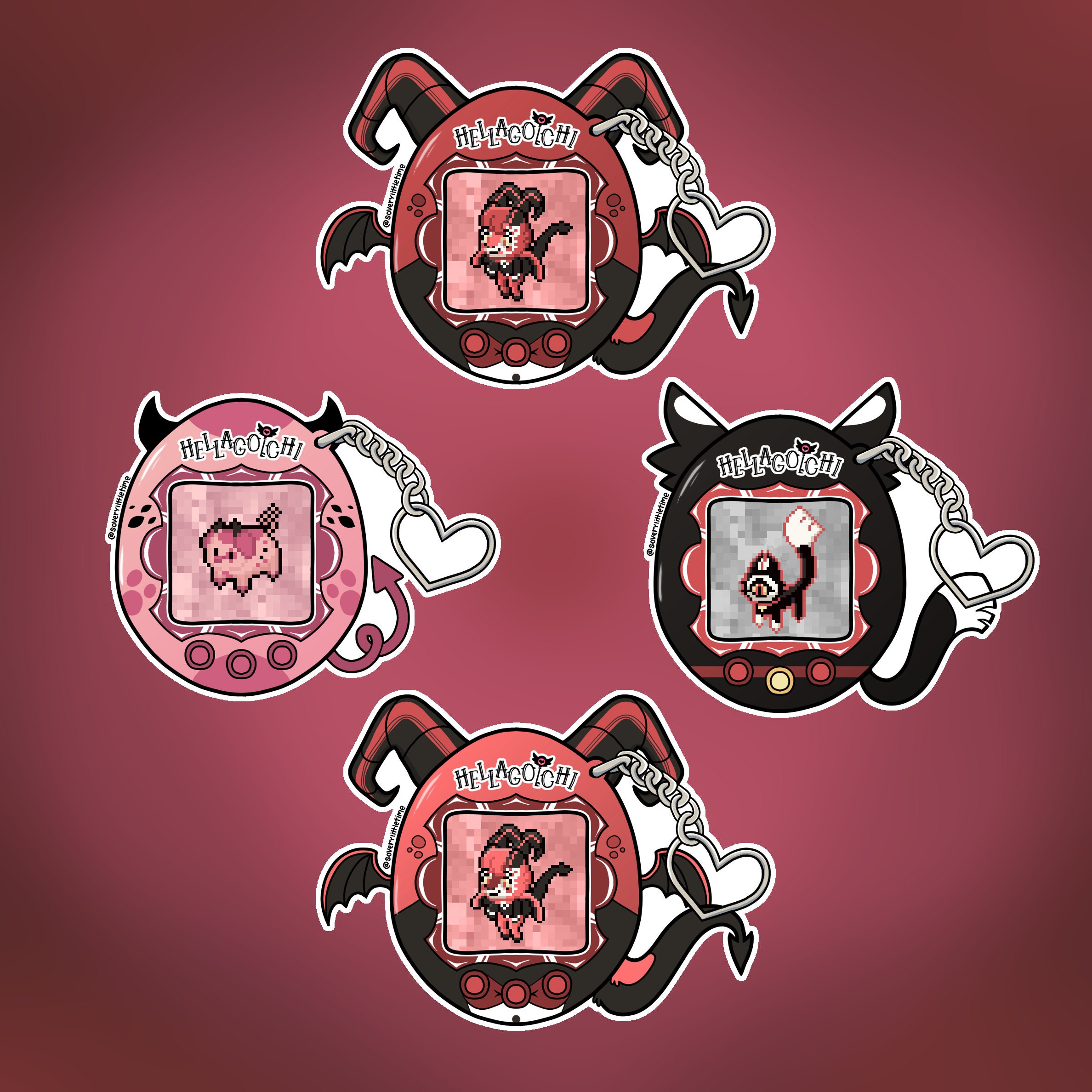 Hellagotchi Vinyl Sticker - Complete Collection | Keekee, Fat Nuggets ...