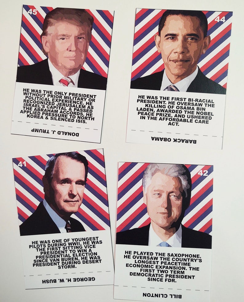 Printable USA Presidents Flashcards: Washington Through Biden | United ...