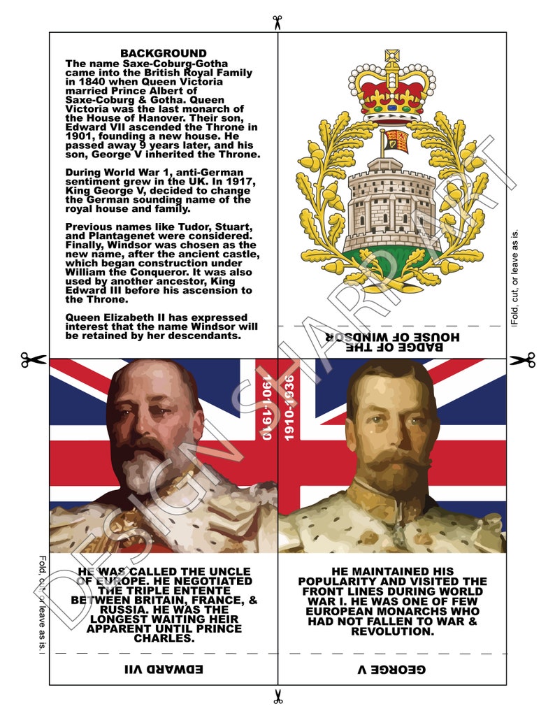 House of Windsor Printable Flashcards Saxe-coburg & Gotha | Etsy