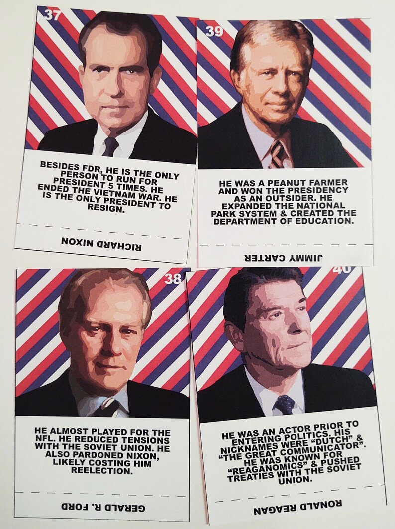 Printable USA Presidents Flashcards: Washington Through Biden United ...
