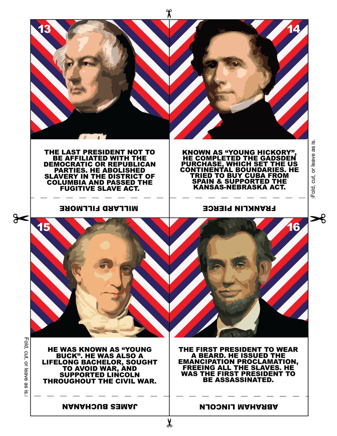 Printable USA Presidents Flashcards: Washington Through Biden - Etsy