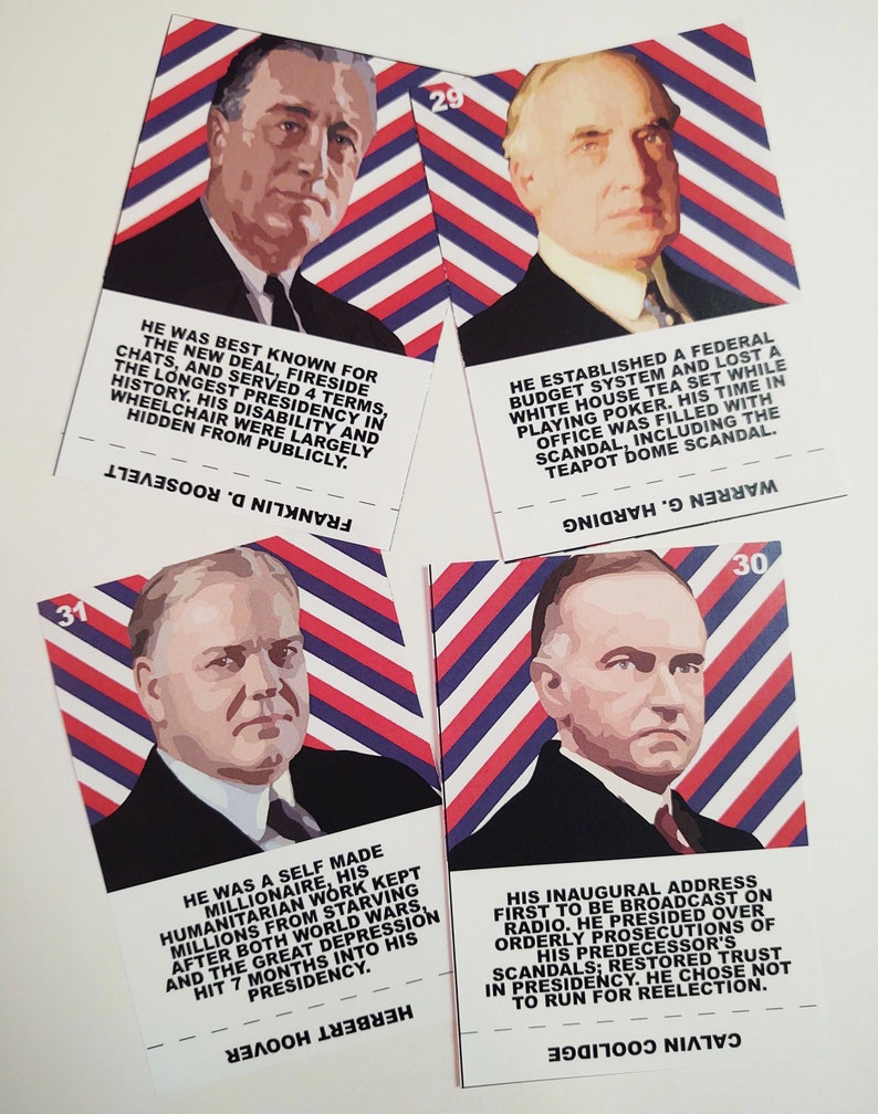 Printable USA Presidents Flashcards: Washington Through Biden - Etsy
