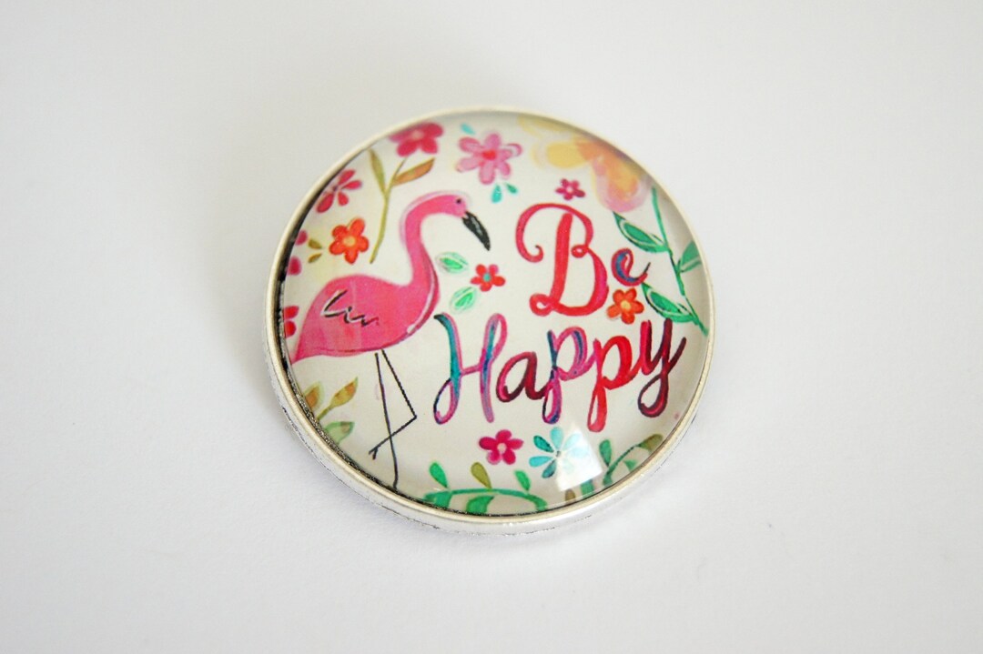 Broche redondo, Tropical, Be Happy, Flamenco - Etsy España