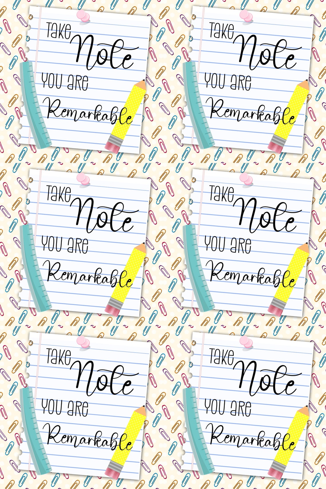 Take Note You Are Remarkable Teacher Appreciation Printable - Etsy