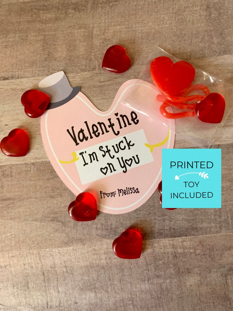 Personalized and Printed Stuck on You Valentines Cards Sticky - Etsy
