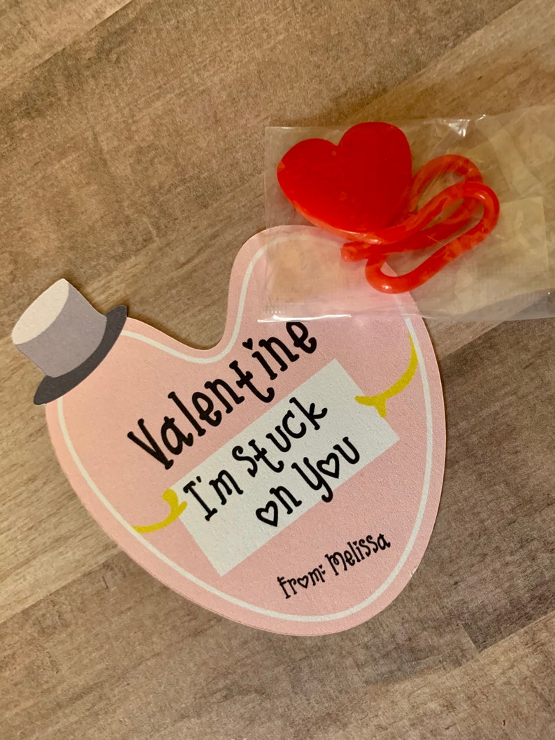 Personalized and Printed Stuck on You Valentines Cards Sticky - Etsy