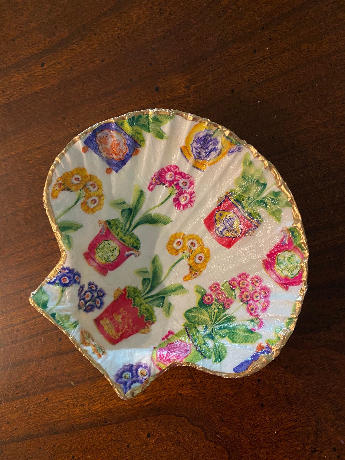 Flower Motif Scallop Shell Trinket Ring Dish - Etsy