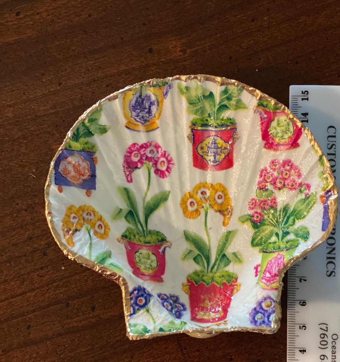 Flower Motif Scallop Shell Trinket Ring Dish - Etsy