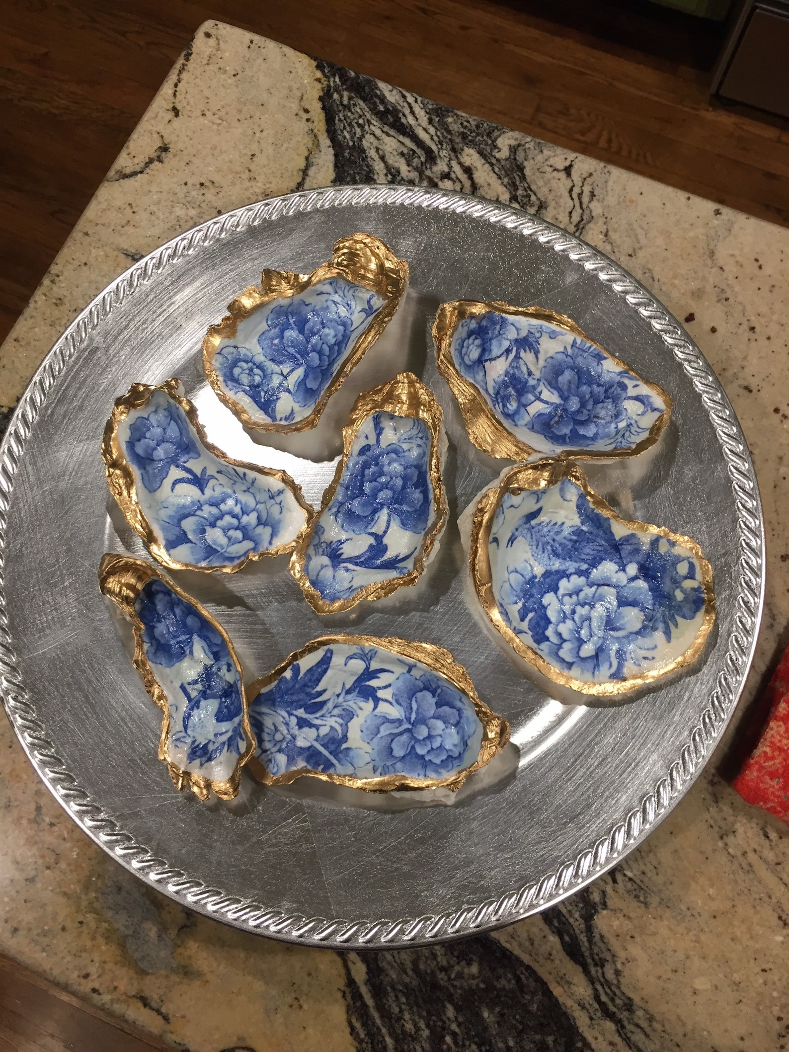 Chinoiserie Style Oyster Shell Dish Blue and White - Etsy