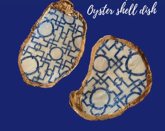Large Chinoiserie Oyster Shell Dish Over 4 Blue and White - Etsy