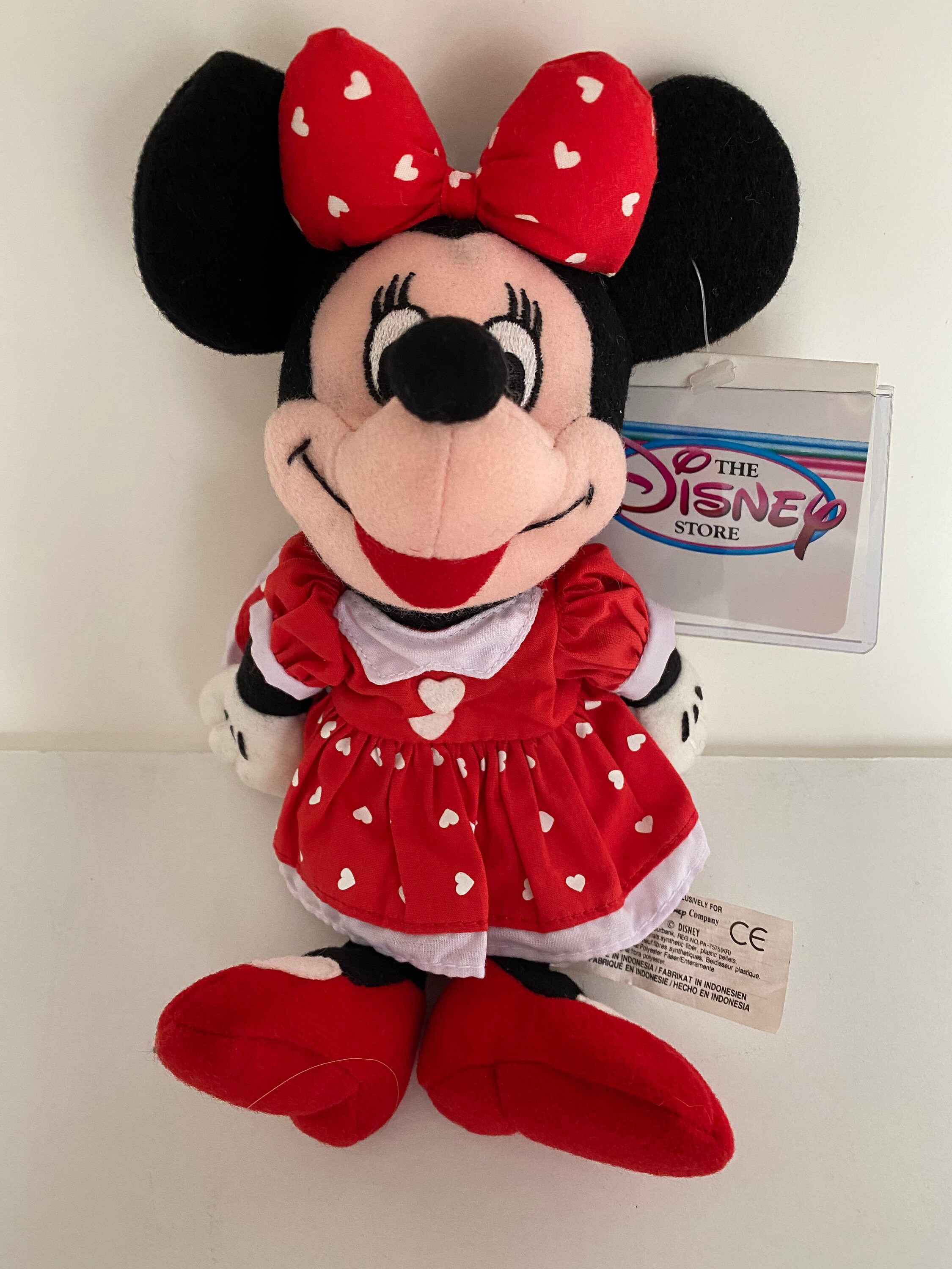 Walt Disney Micky et Minnie Valentine, robe rouge à pois avec coeurs et ...