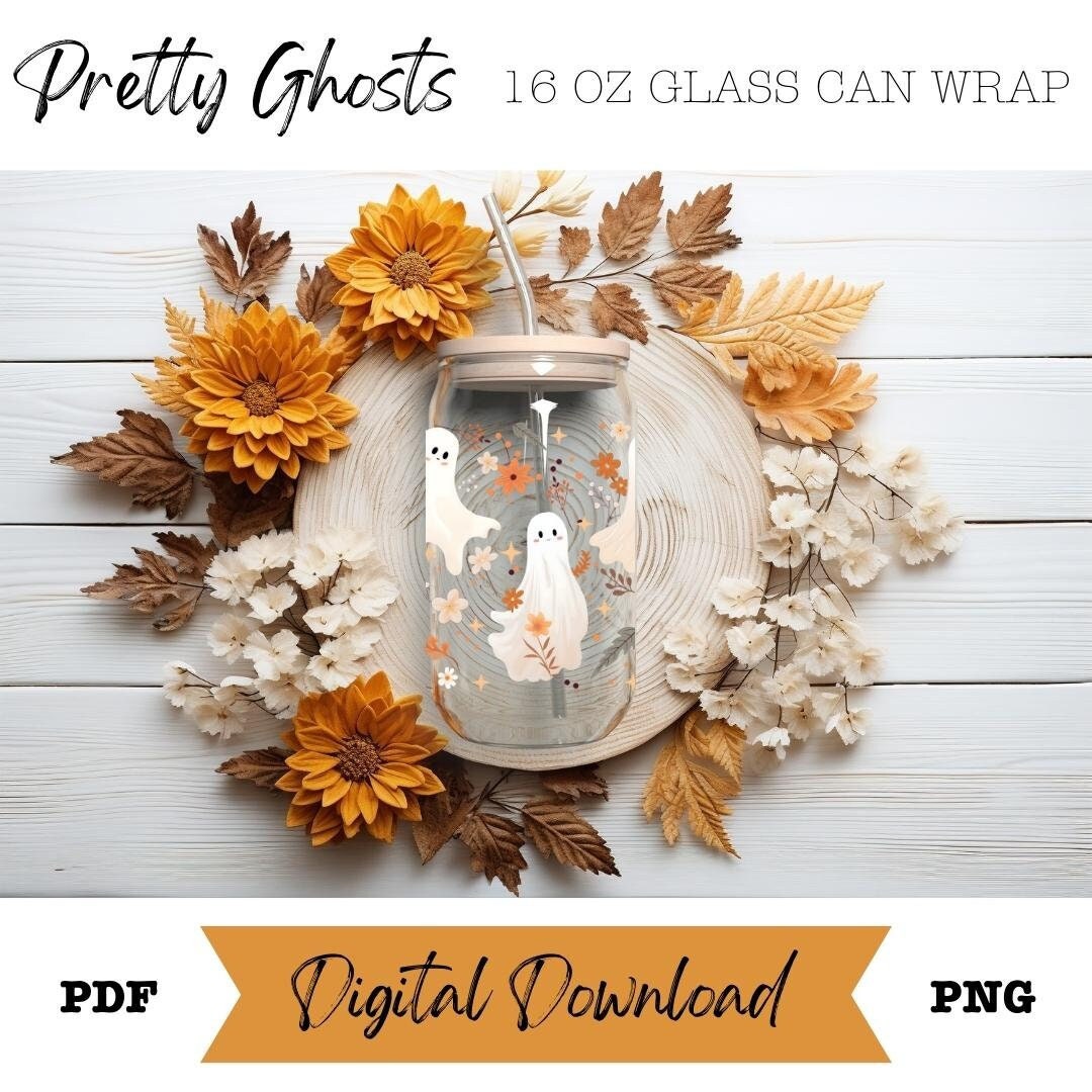 Lovely Ghosts Halloween PNG Pattern Sublimation Cup Wrap Clipart DTF ...