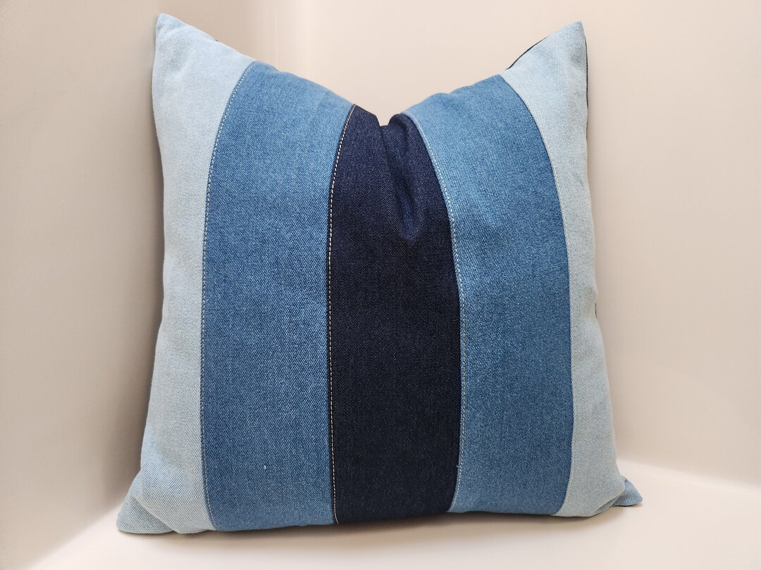 Denim Patchwork Pillow Cover VARIETY COLOR & SIZE, Denim Throw Pillow ...