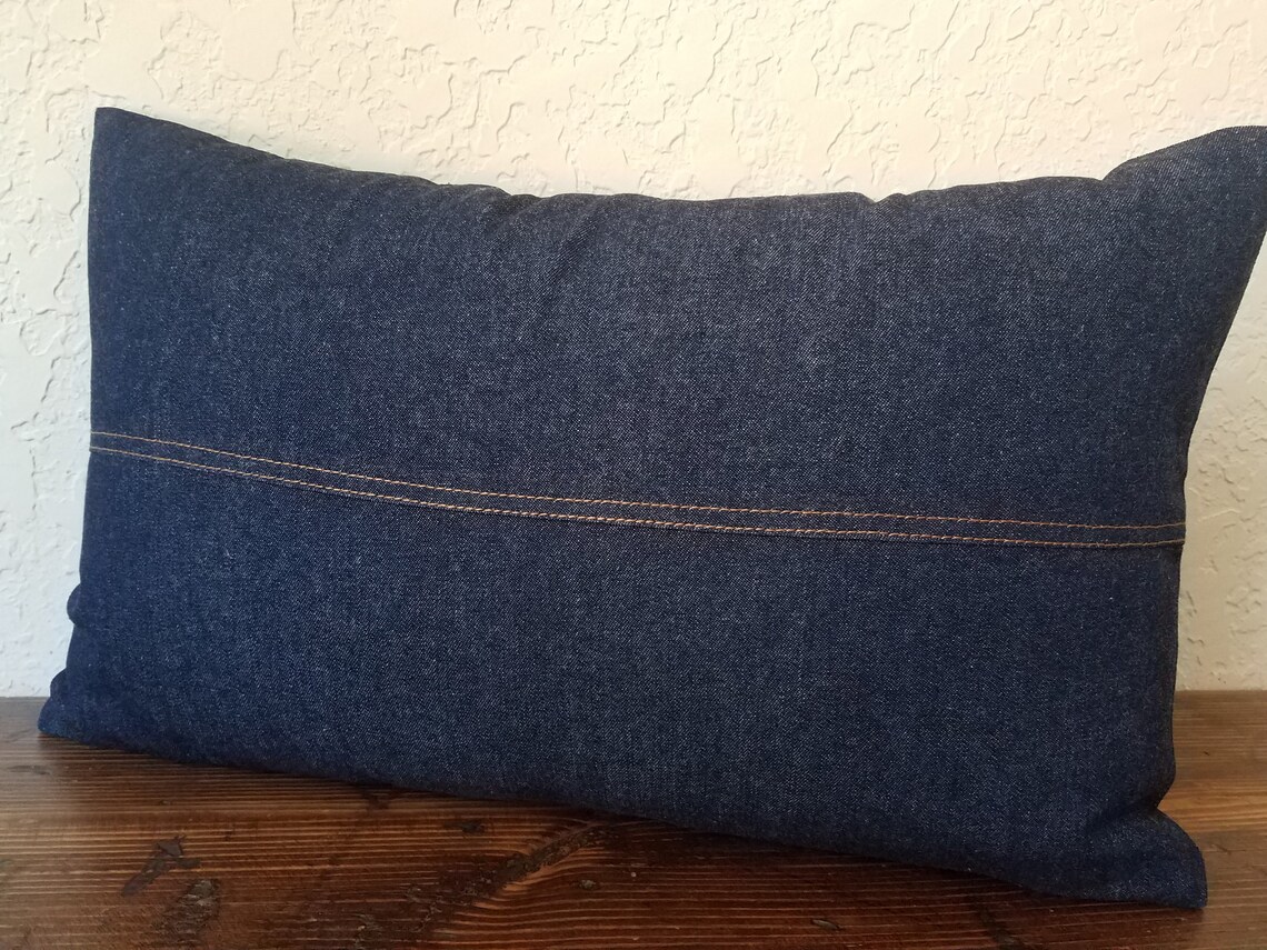 Patchwork Denim pillow cover-Denim bedding-Denim pillows Navy | Etsy