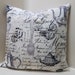 Decorative Country Pillow Cover French Stamp White Black Gray, French ...