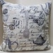 Decorative Country Pillow Cover French Stamp White Black Gray, French ...