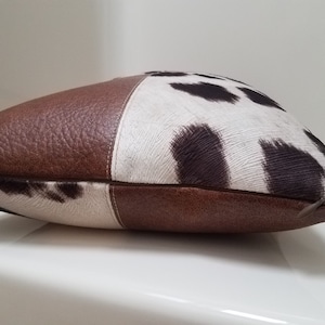 Cowhide Patchwork Pillow Cover, Double Sided Cowhide Pillow, Tricolor Cowhide Pillow, Cowhide ...