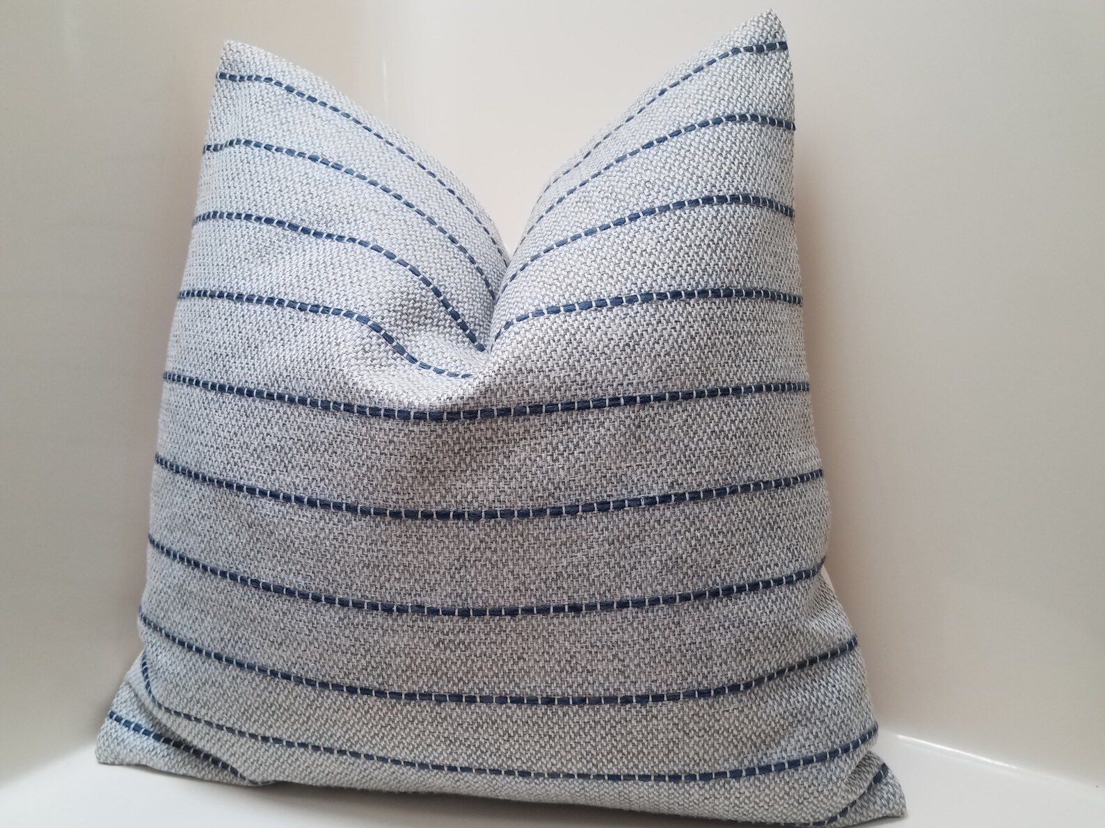 Gray Pillow Case With Blue Stripes Gray Pillow Cover Tribal - Etsy