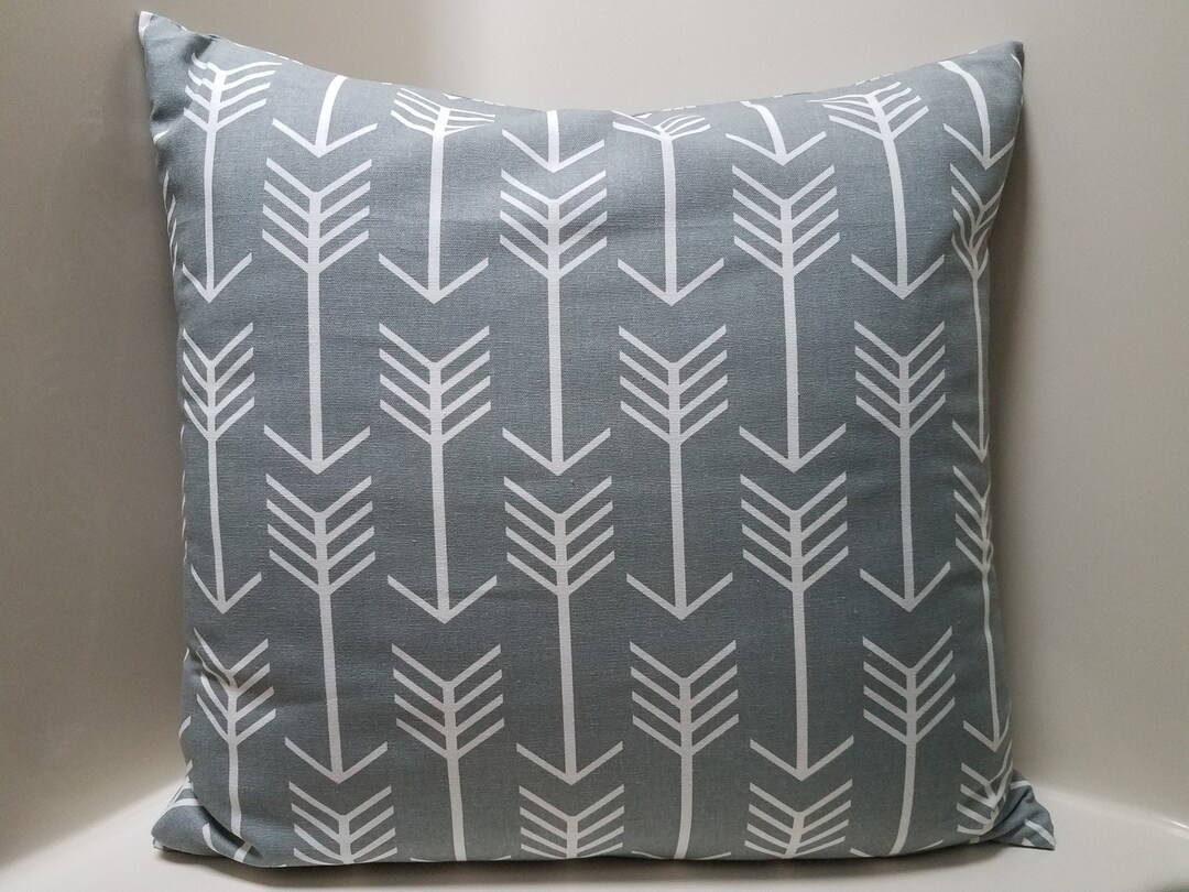 Gray Arrow Pillow Cover: Modern Geometric Cotton Throw Pillow - Etsy
