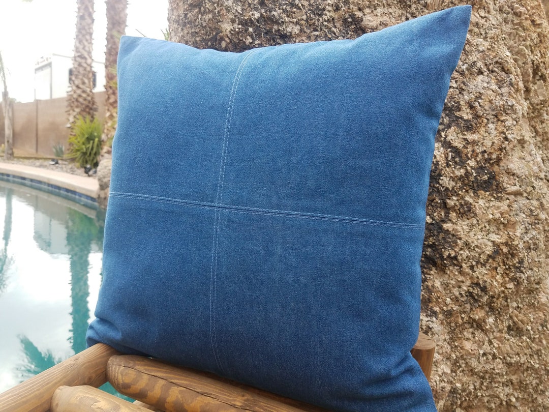 Patchwork Denim Pillow Cover: Modern Southwestern Home Decor - Etsy