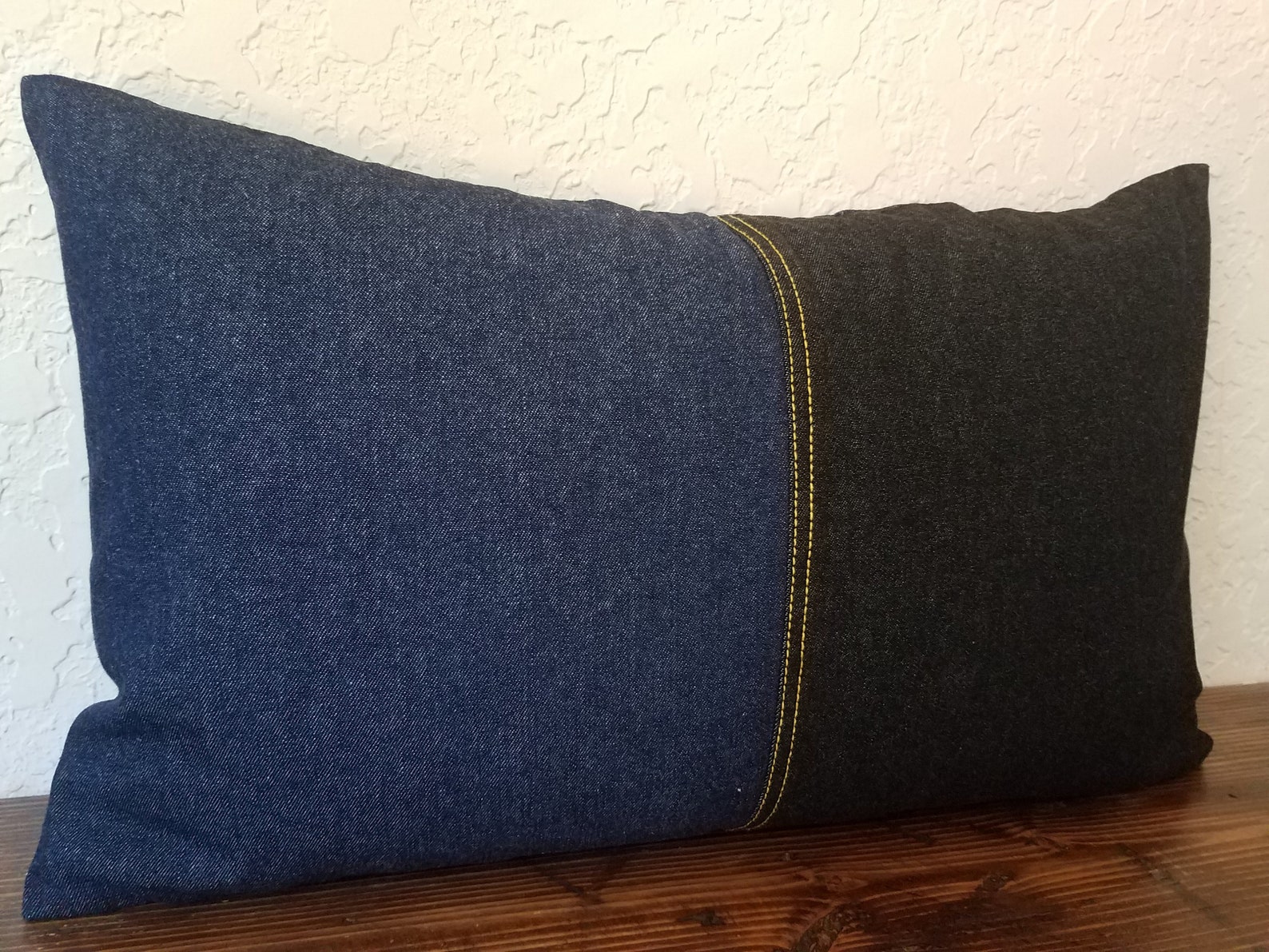 Denim Patchwork Pillow Cover Color Block Pillow Cover Denim - Etsy