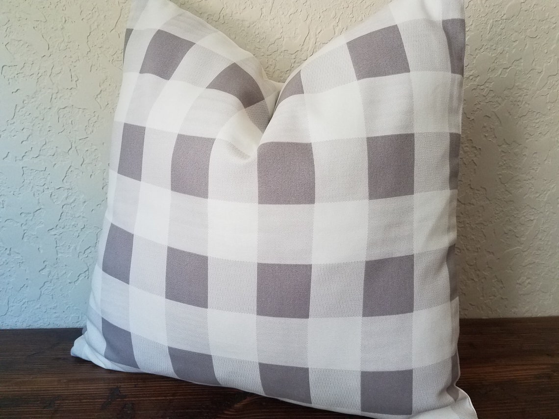 Gray and White Buffalo Check Pillow Cover. Buffalo Check - Etsy