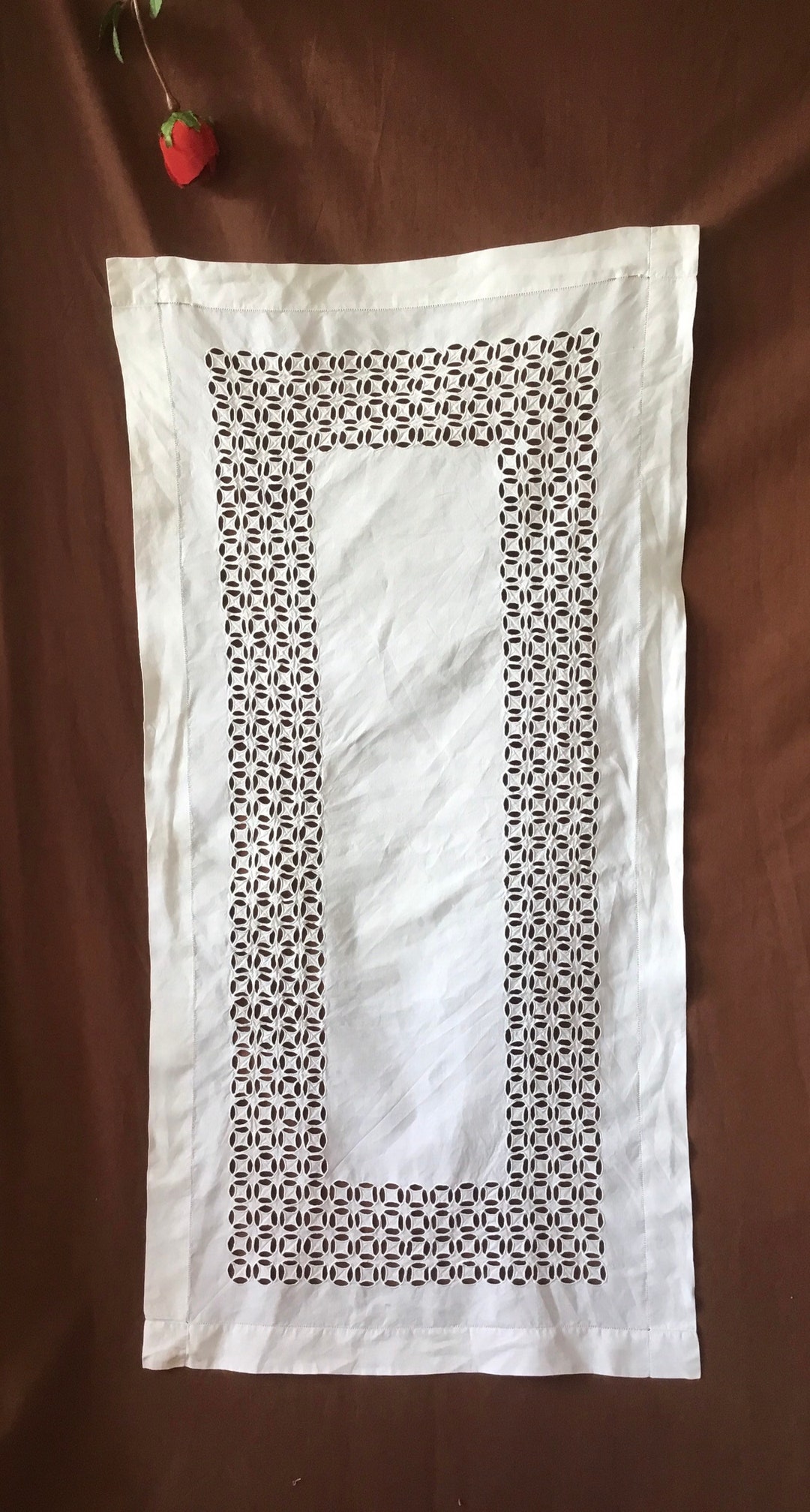 Table Runner Antique Hand-embroidered Linen Table Runner With Broderie ...