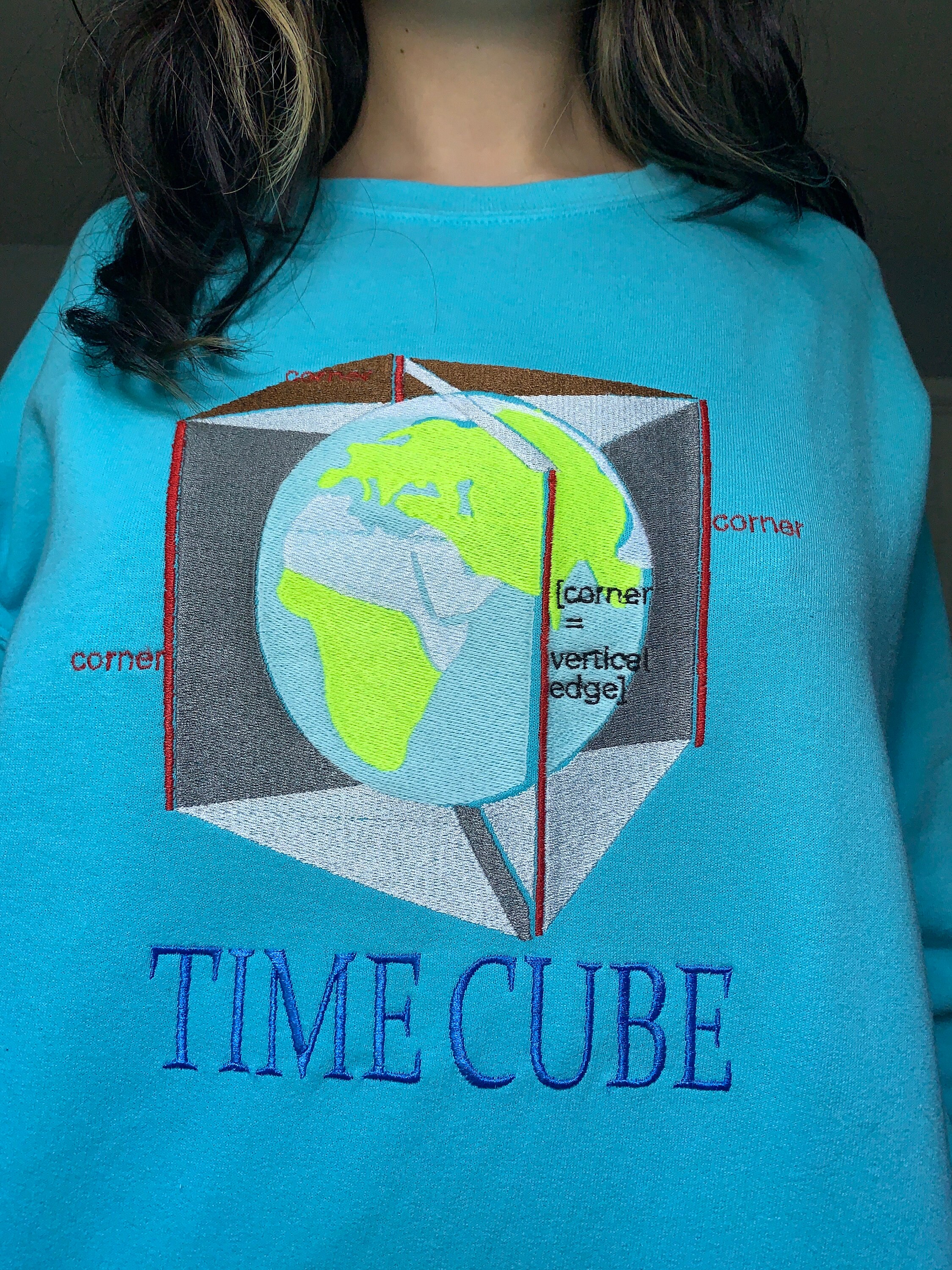 Time Cube Embroidered Sweatshirt - Etsy