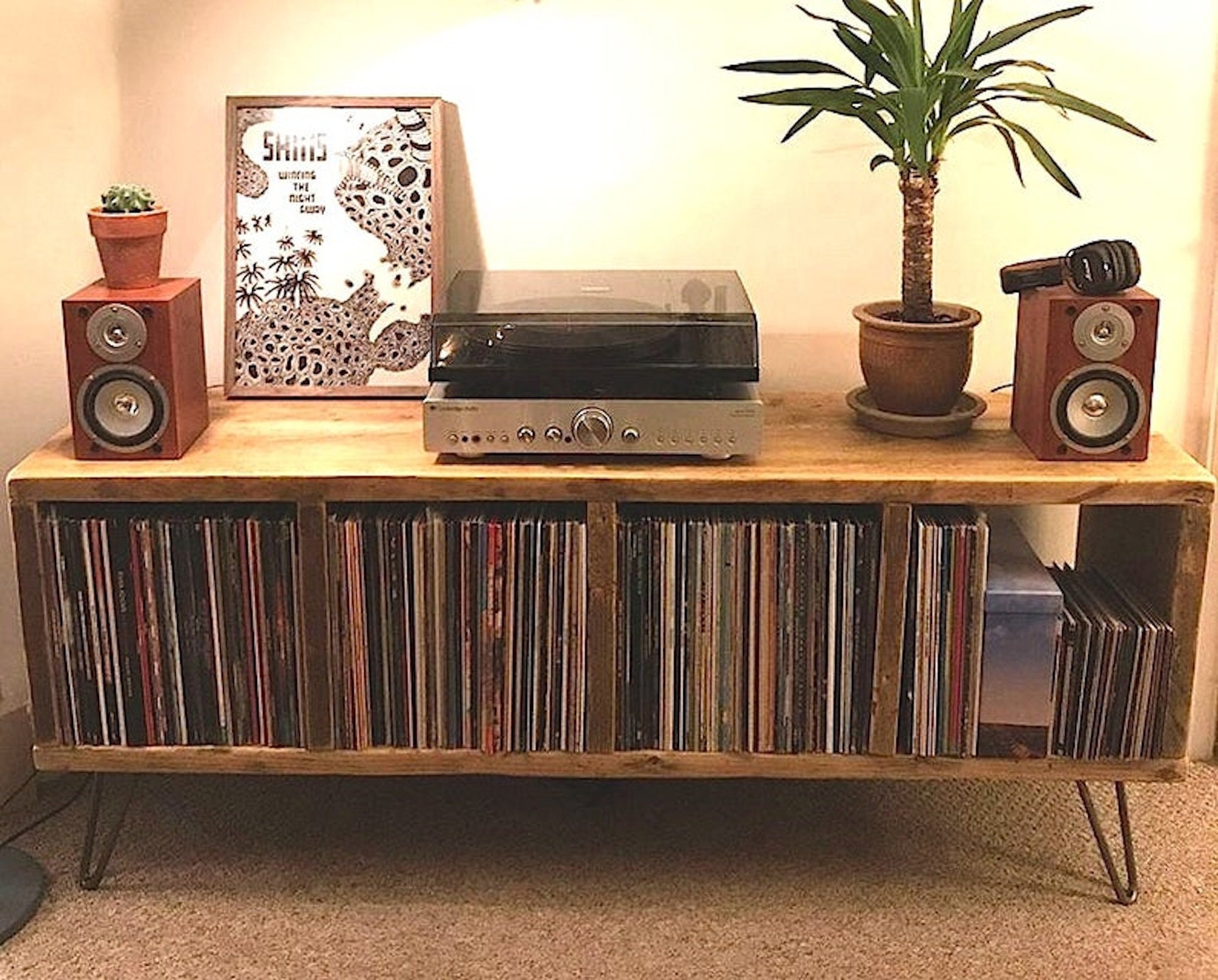 Rustic Vinyl Record Storage Unit Constructed From Reclaimed - Etsy UK