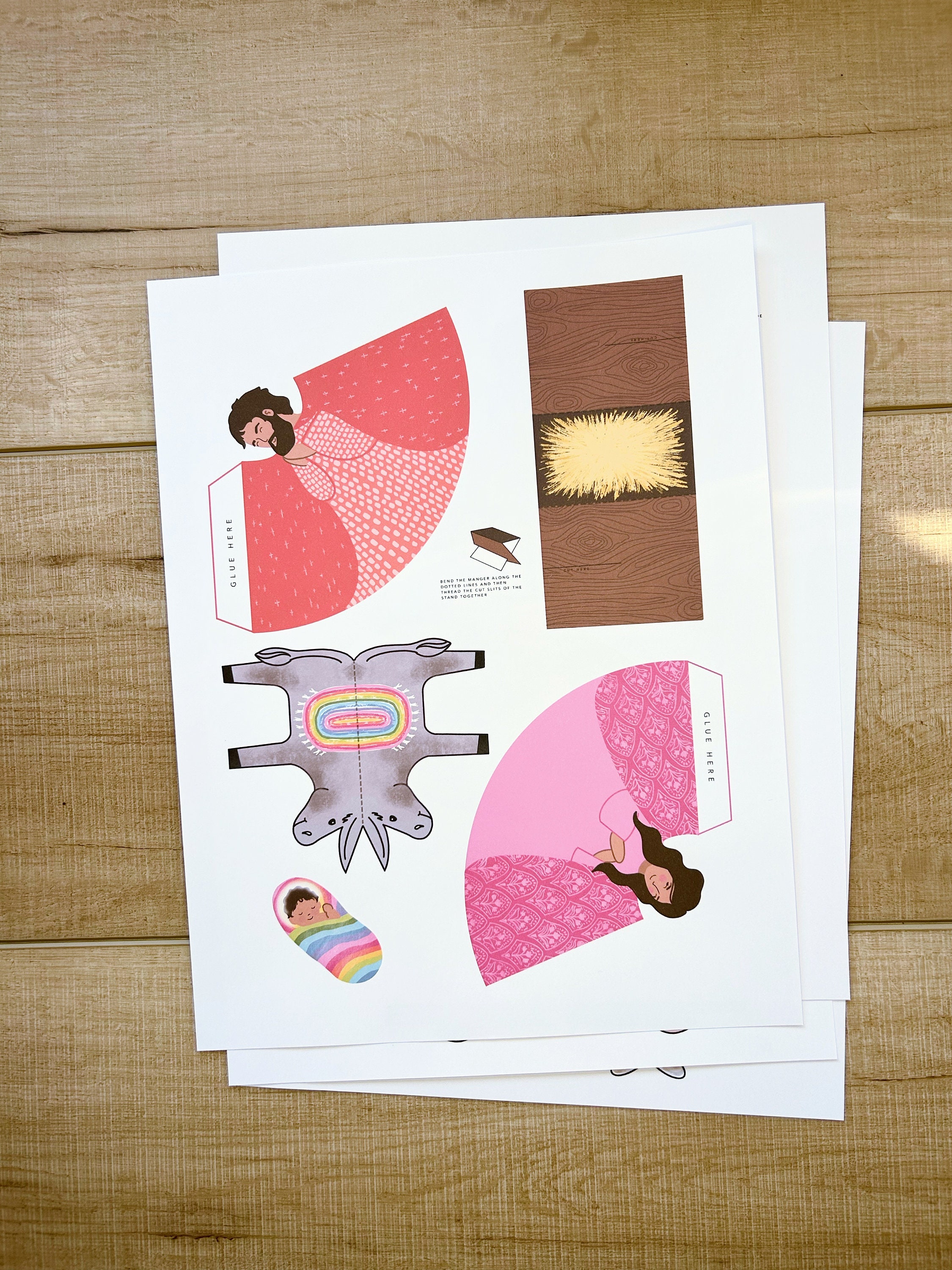 Paper Doll Rainbow 18 Piece Nativity Scene - Etsy