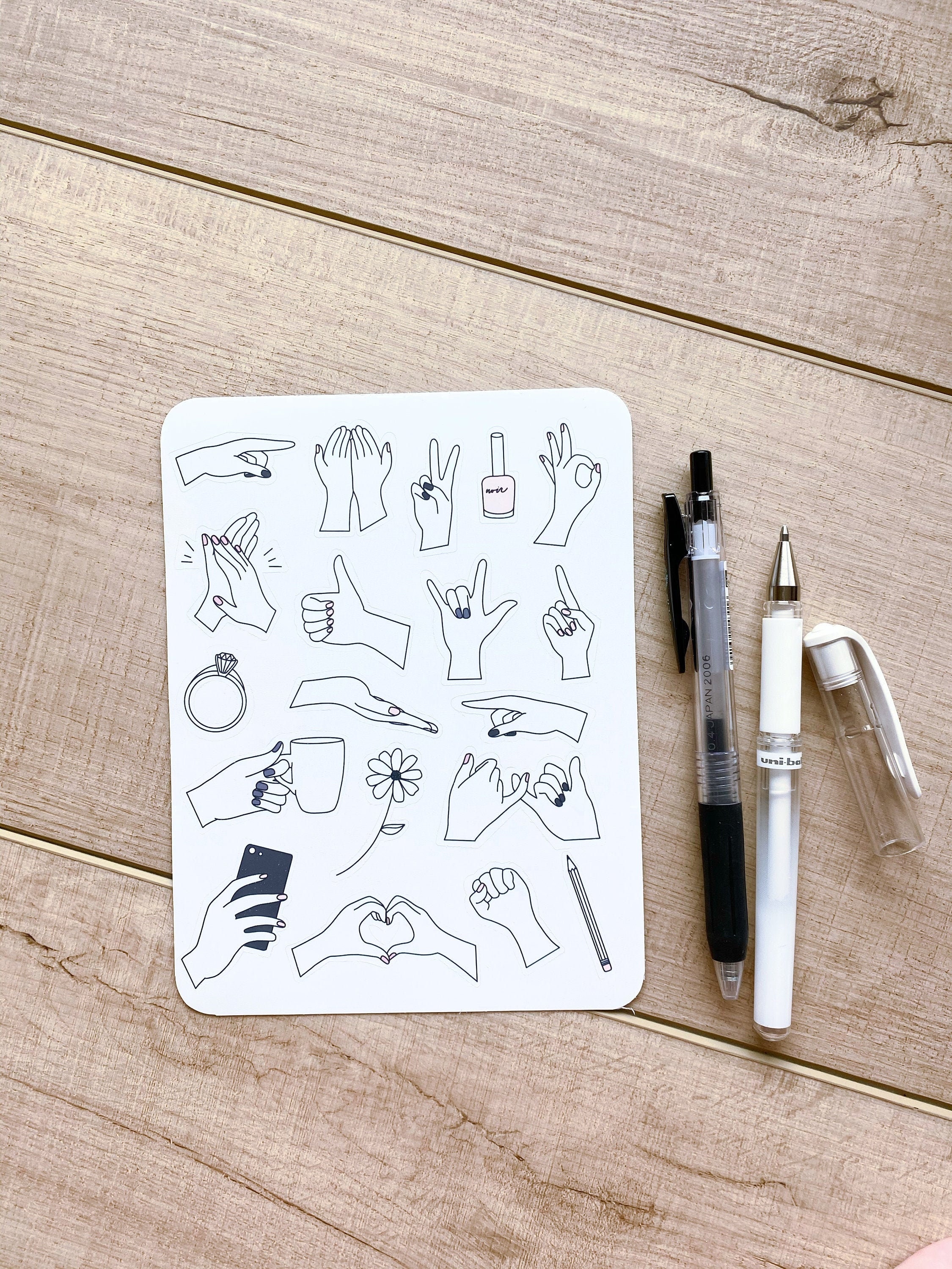 Illustrated hands sticker sheet - Etsy.de
