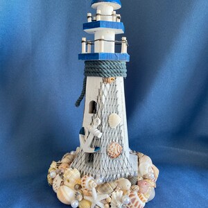 10.5” Lighthouse on Base of Colorful Assorted Shells, Starfish and ...