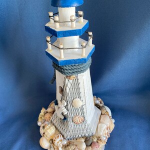 10.5” Lighthouse on Base of Colorful Assorted Shells, Starfish and ...
