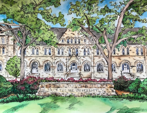 Tulane University Watercolor Print | Etsy