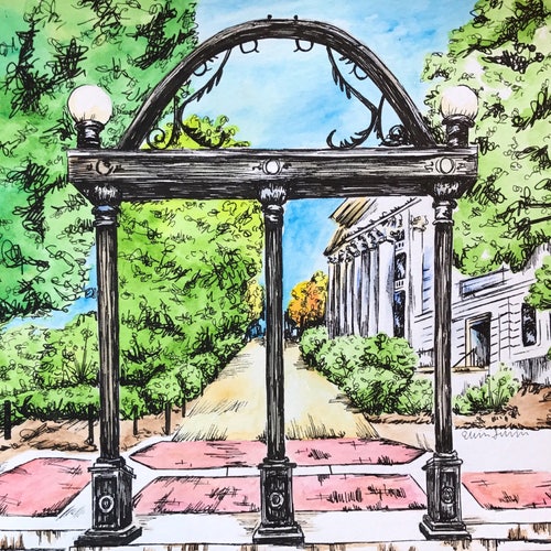 University of Georgia Arch Athens Georgia Ink Print on Heavy - Etsy