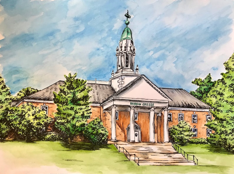 Babson College Watercolor Print - Etsy