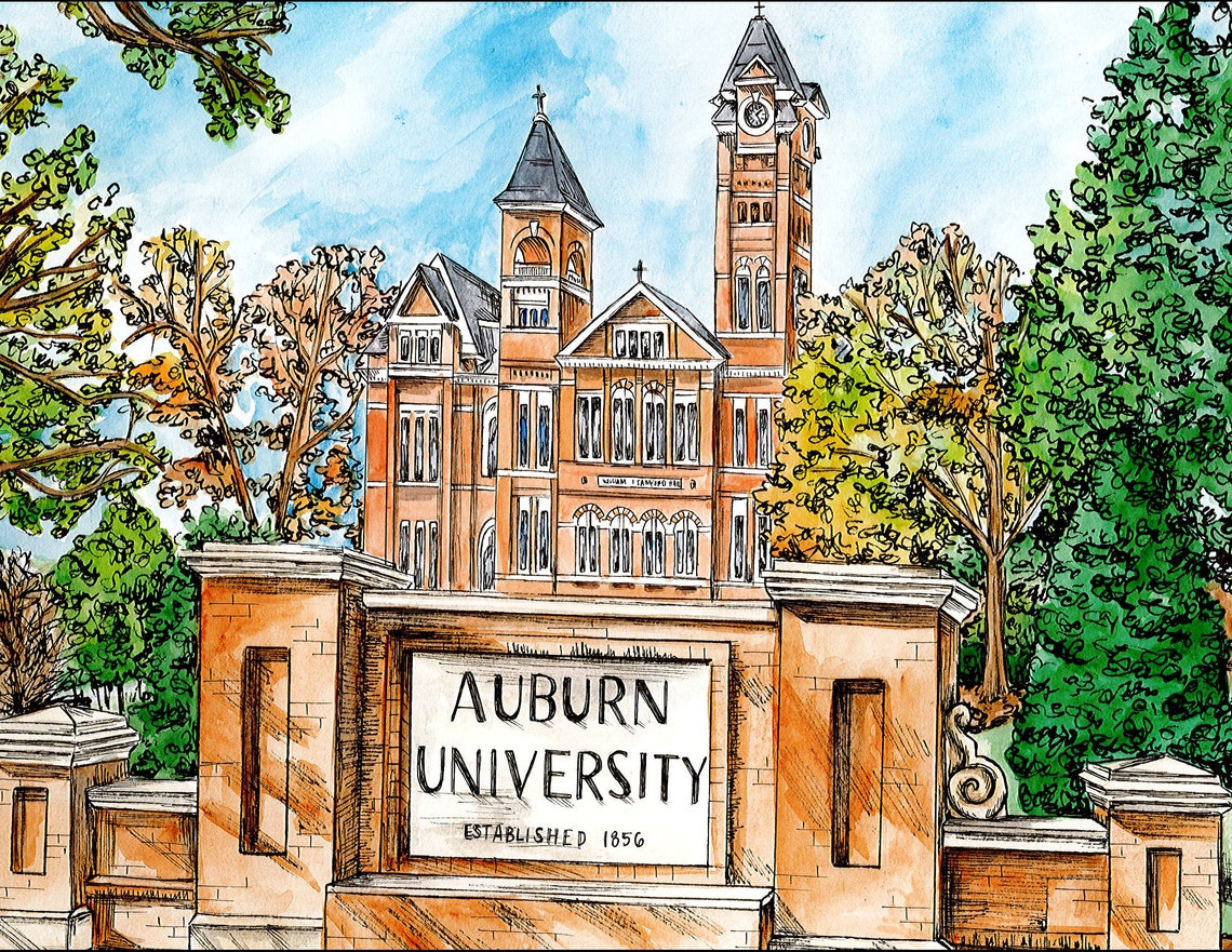 Auburn University Watercolor Print - Etsy
