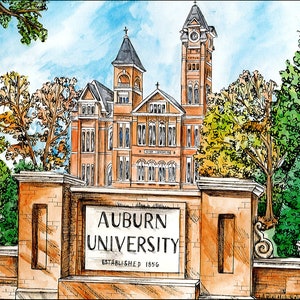 Auburn University Art Print Watercolor Painting Alabama - Etsy