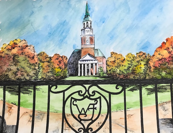 Wake Forest Watercolor Print | Etsy