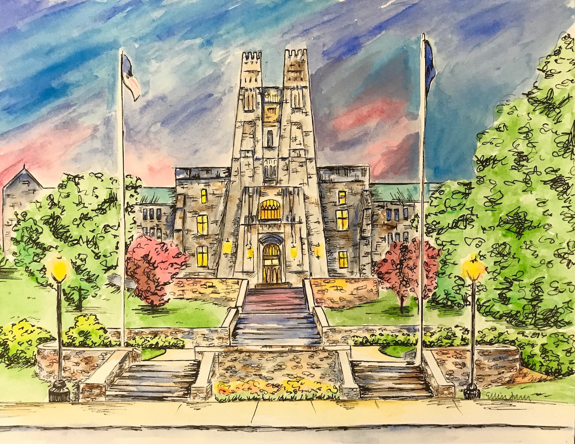 Virginia Tech Watercolor Print - Etsy