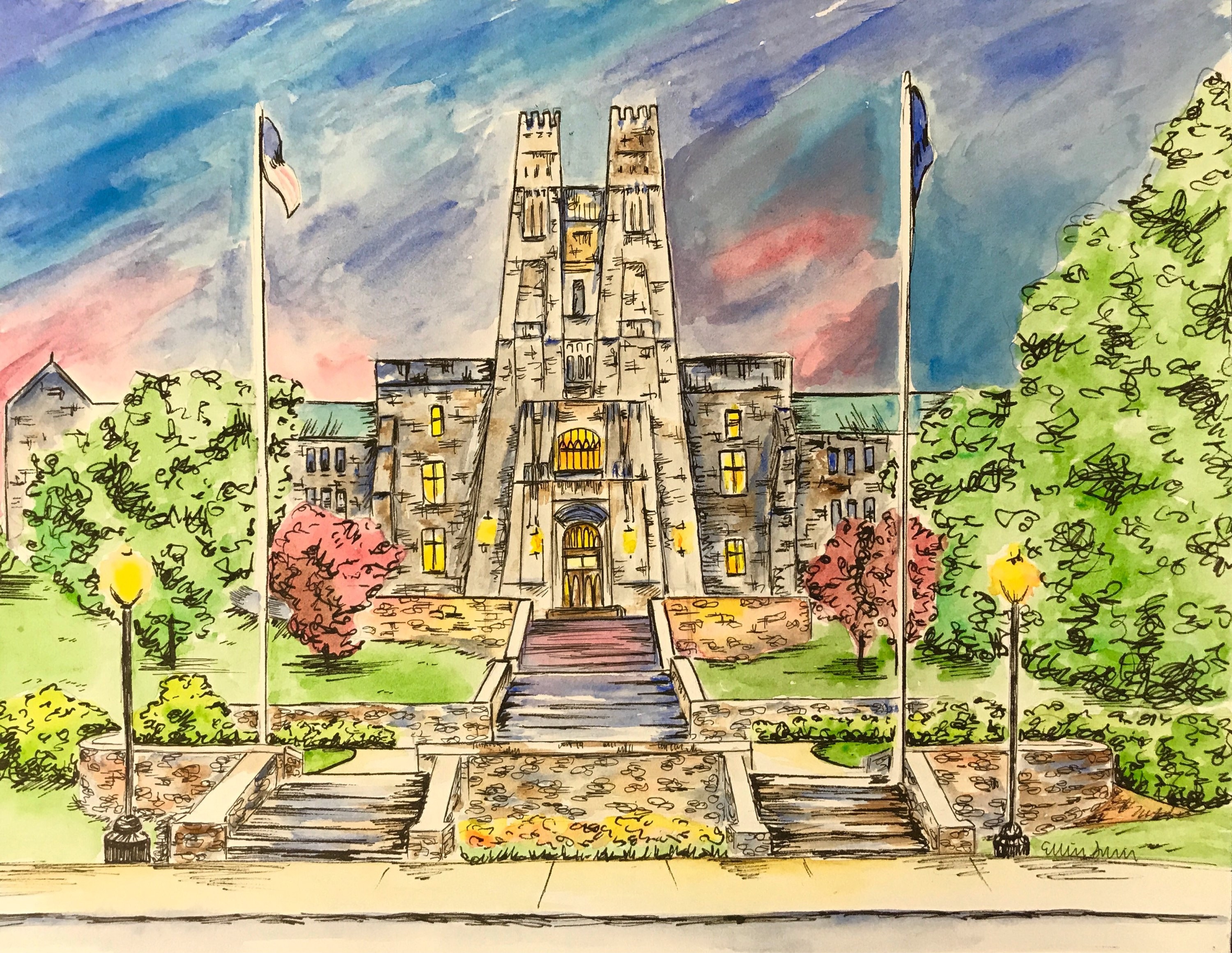 Virginia Tech Watercolor Print - Etsy