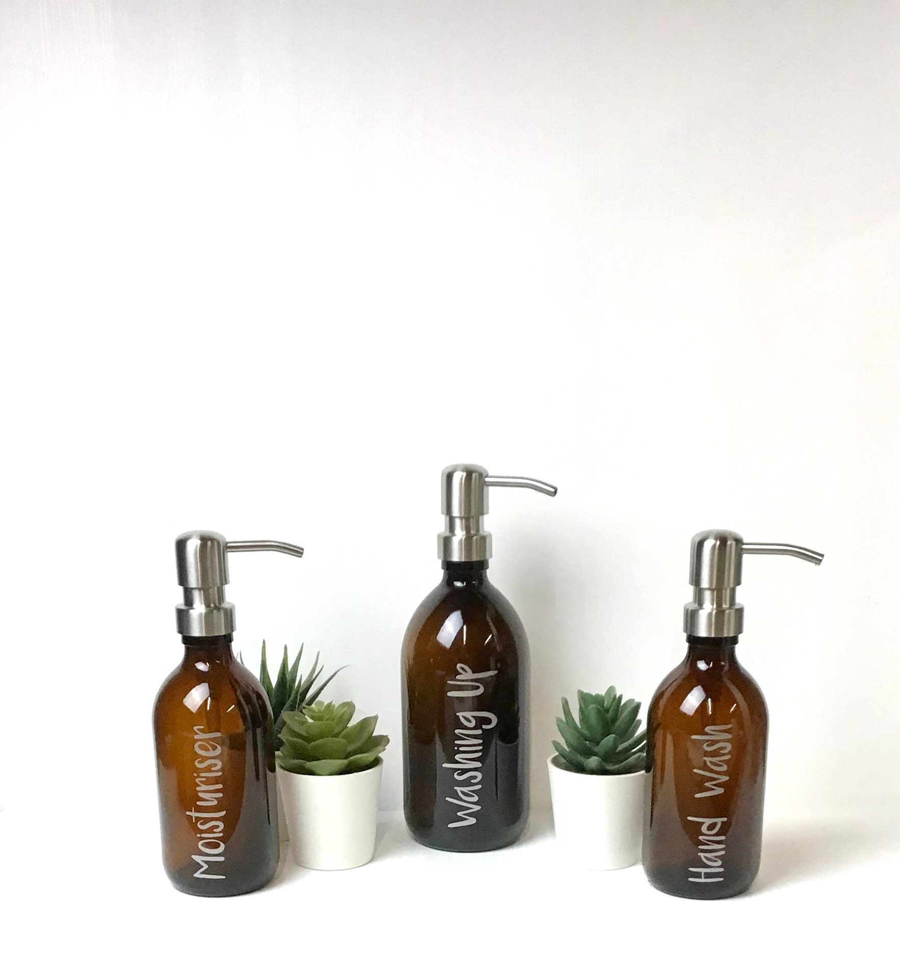 Amber Glass Shampoo Conditioner Dispenser Bottle With Metal | Etsy