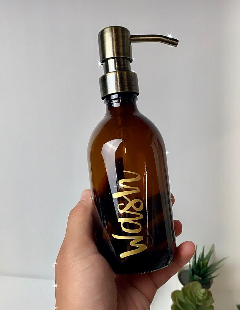 Glass Amber Dispenser Bottles Personalised Liquid Bottle Eco - Etsy UK