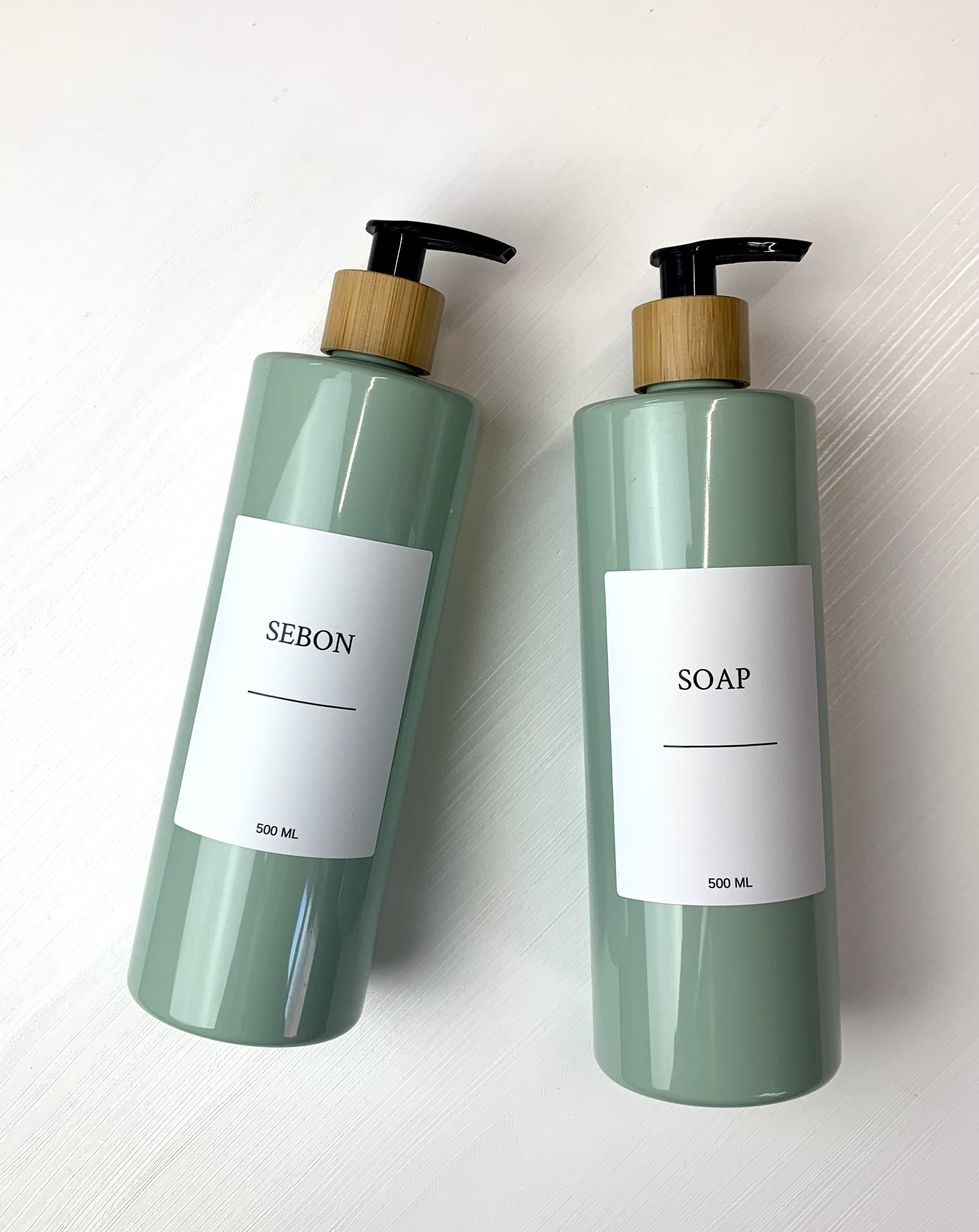 Sage Green Plastic Pump Bottle Reusable Shampoo Conditioner | Etsy UK