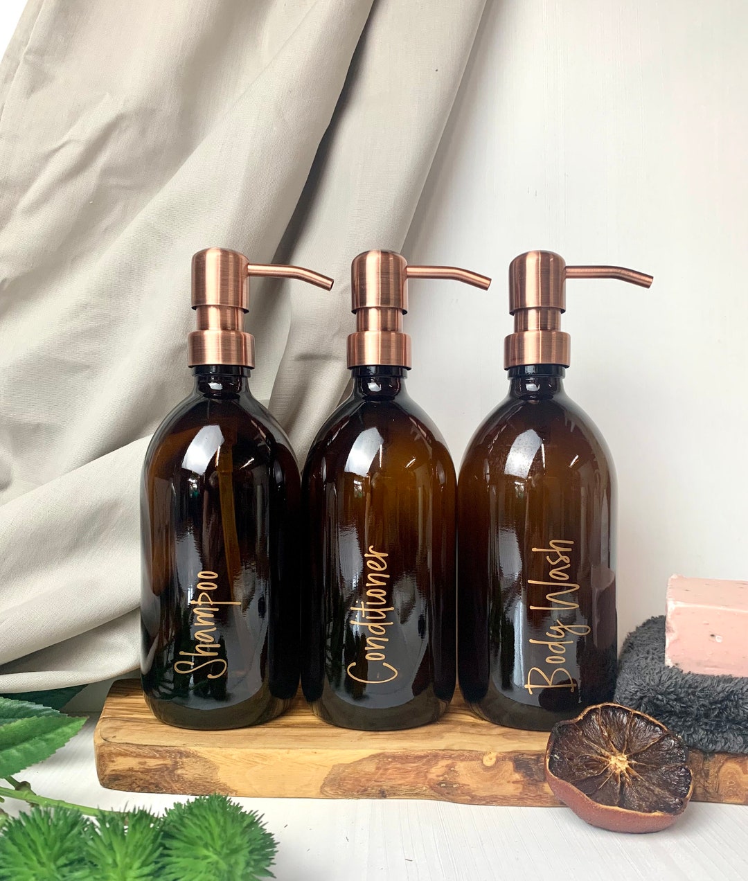 Reusable Bottles, Amber Glass Bottle, Shampoo and Conditioner Bottle ...