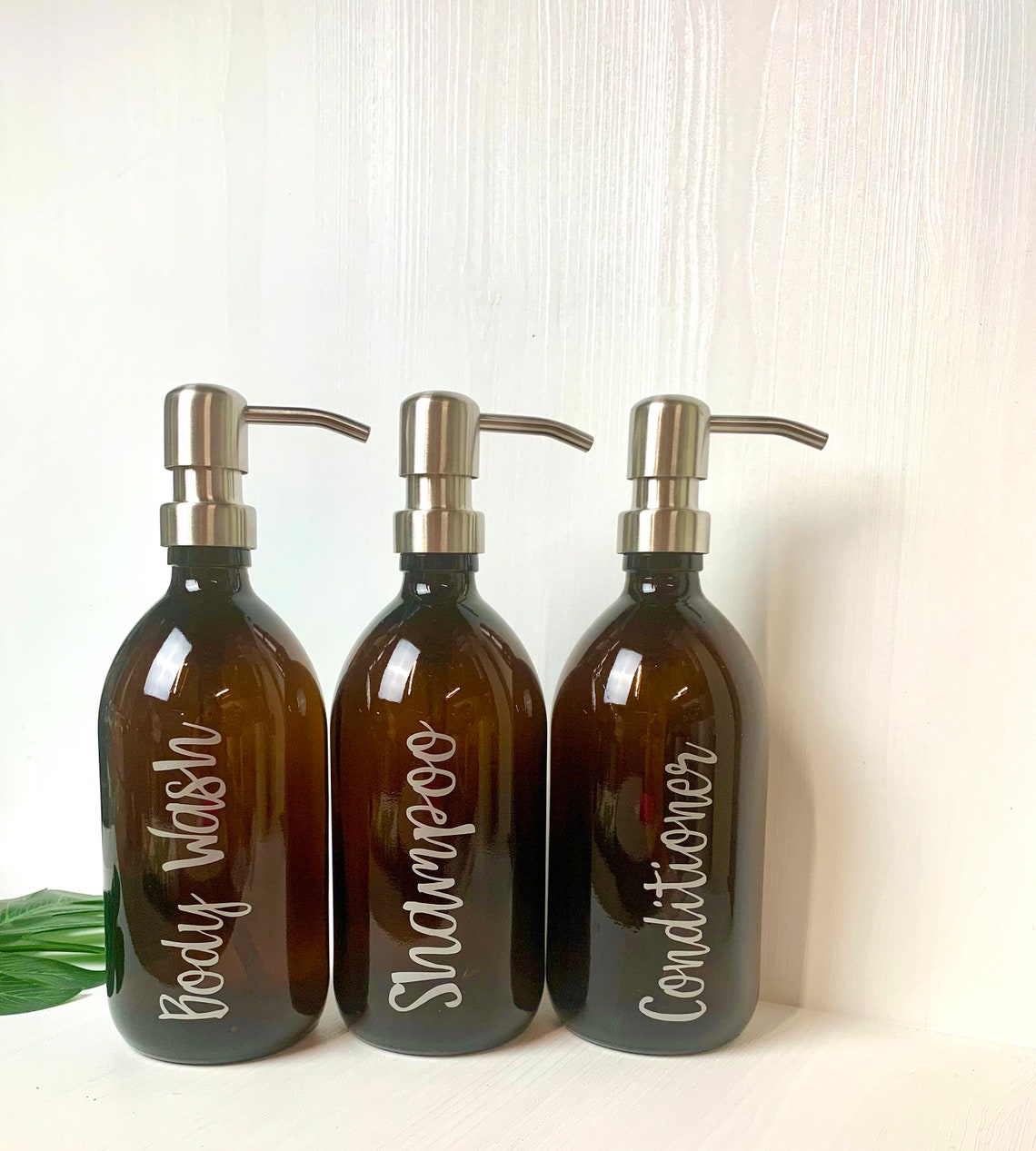 Glass Amber Dispenser Bottles Personalised Liquid Bottle Eco - Etsy UK