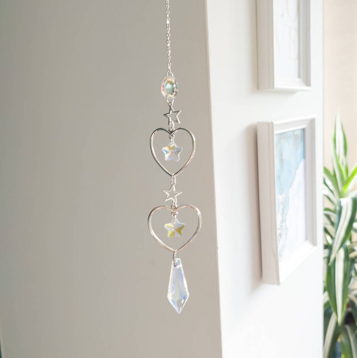 Hearts & Stars Suncatcher | Crystal Sun Catcher | Stunning Silver ...