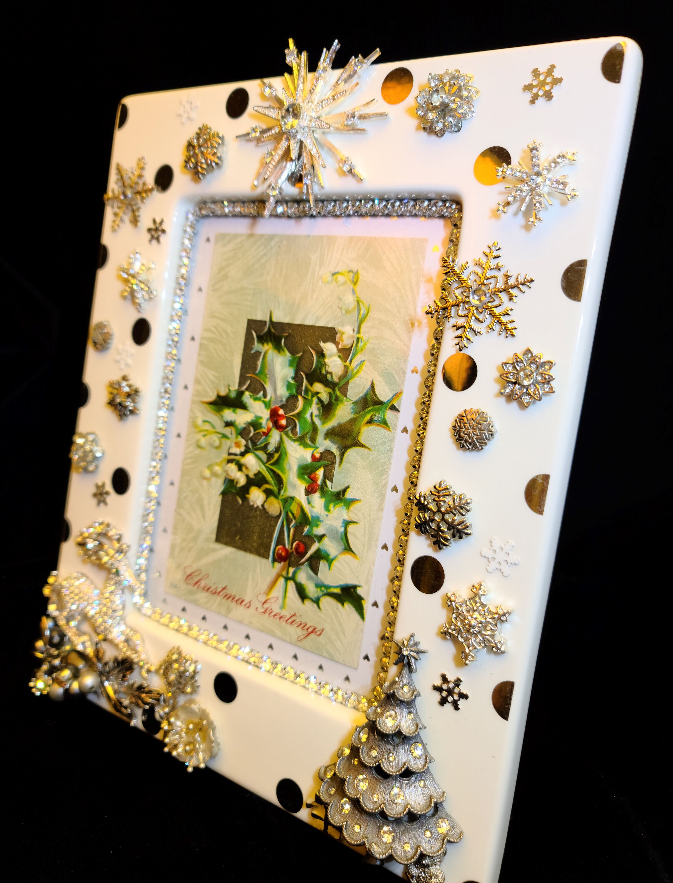 Embellished Porcelain Christmas Picture Frame With Silver Vintage ...