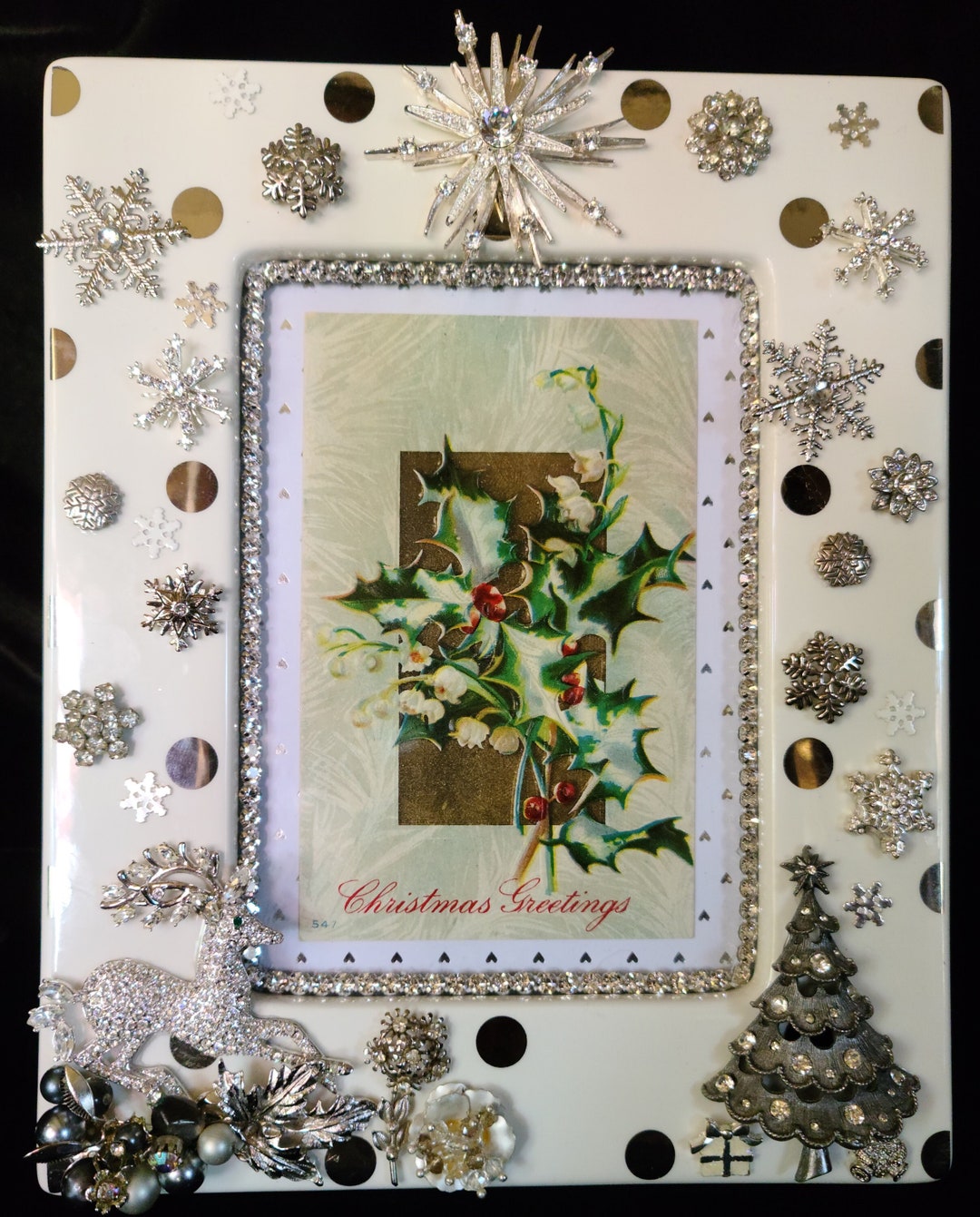 Embellished Porcelain Christmas Picture Frame With Silver Vintage ...